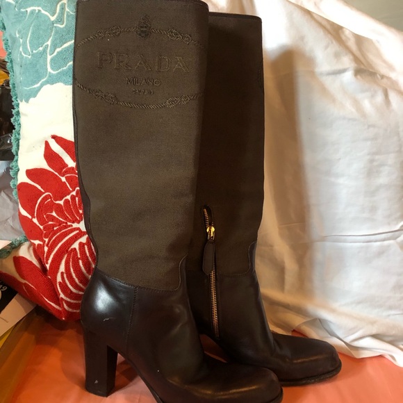 Prada | Shoes | Prada Tall Brown Boots | Poshmark